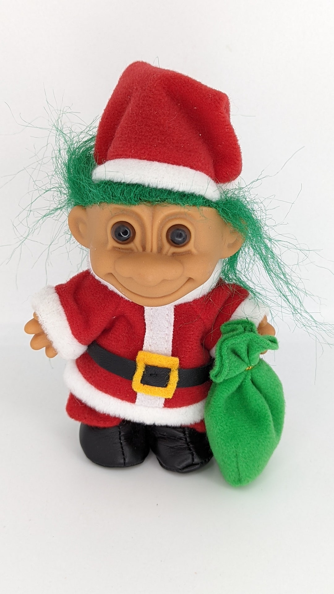 Troll Doll Santa Christmas 5 Inch Vintage Retro Russ Rare Green Hair ...