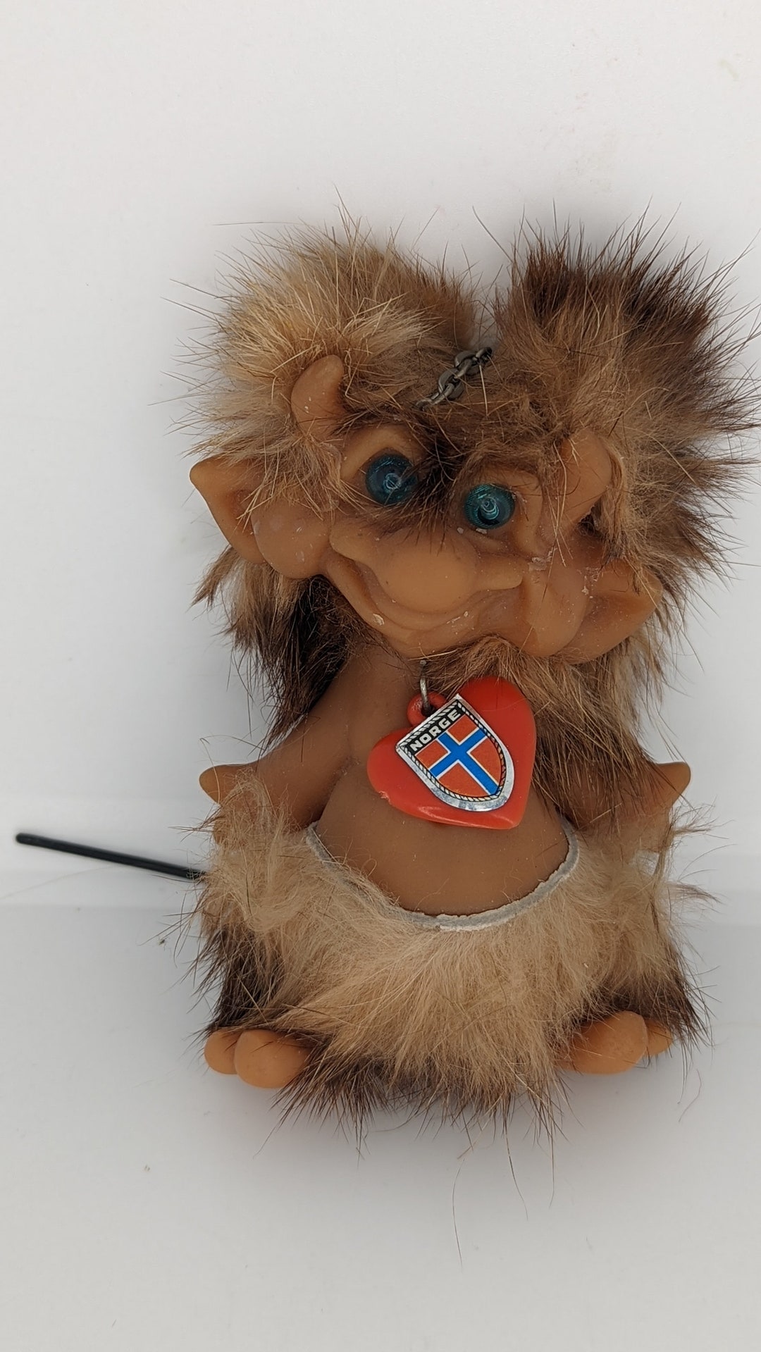 Vintage J.N. Reisler Grum Devil Troll Doll Fur Blue Eyes 1960s Denmark ...