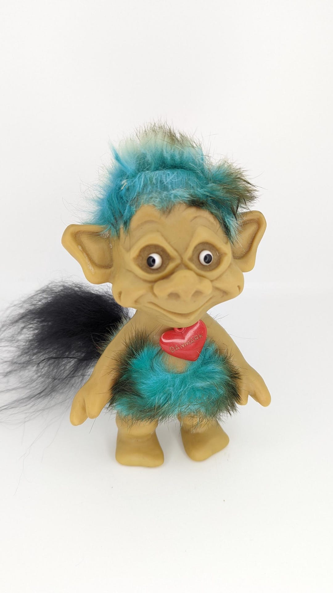 Vintage J.N. Reisler Grum Devil Troll Doll Fur Blue Eyes 1960s Denmark ...