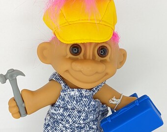 1 Vintage Russ Berrie Good Luck Troll Doll Hobo Clown Scarecrow Painter ...