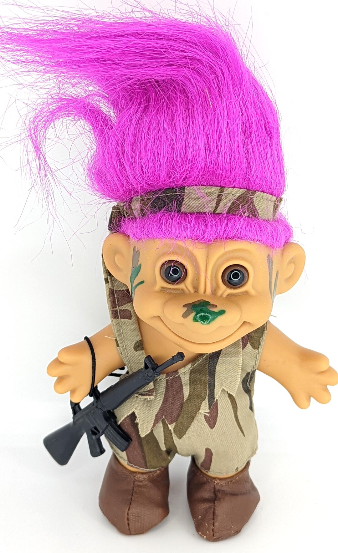 Troll Doll Russ Vintage Purple Hair Rambo Soldier Camo Army 5 Inch - Etsy