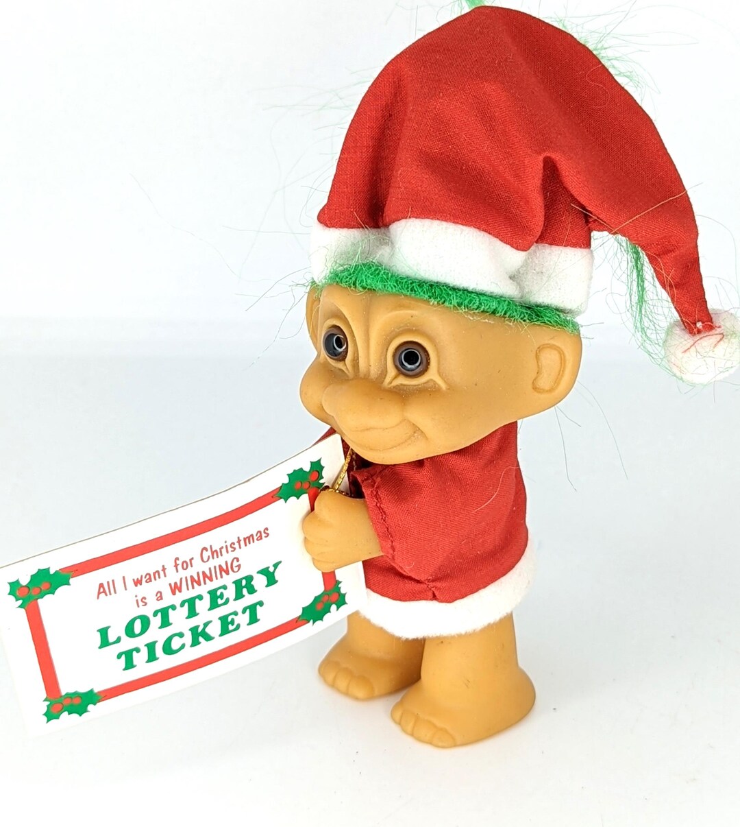 Troll Doll Russ 3" Green Hair Christmas Ornament Holiday Elf Merry ...