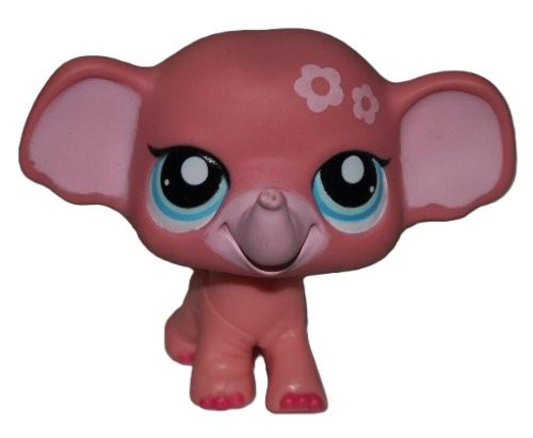 Littlest Pet Shop LPS Rare Collectors Pink Elephant 1809 W Flower Blue ...