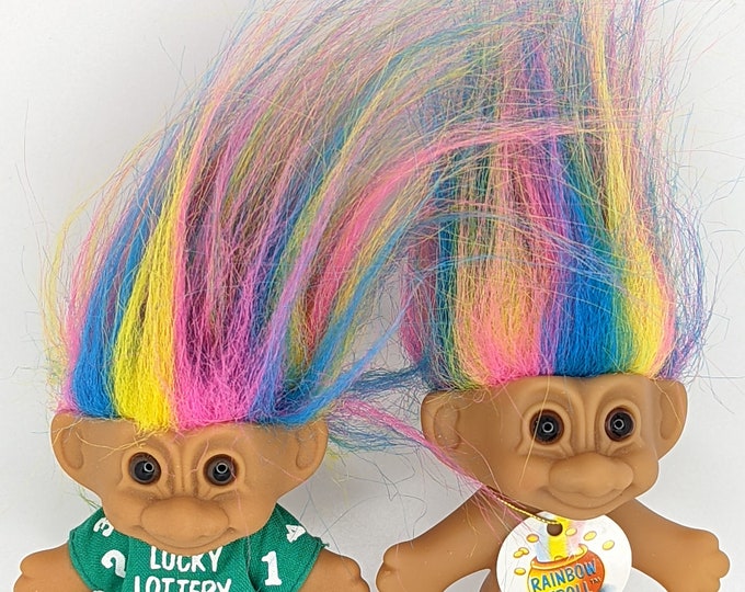 Troll Doll Vintage Russ Rainbow Good Luck 3 Inch Lot - Etsy