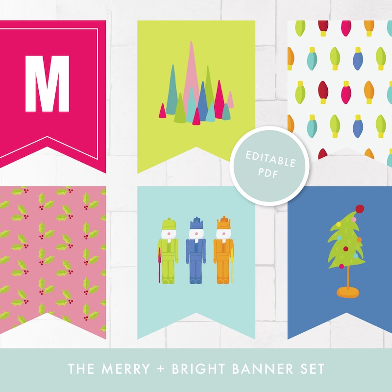 Merry and Bright Banner - Etsy