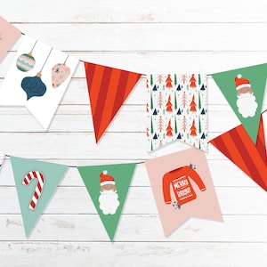 MINI Holiday Cheer Banner, Christmas DIY Bunting Template, Santa Banner ...