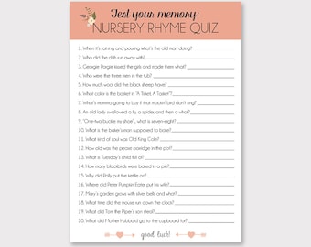 Nursery Rhyme Quiz Baby Shower Game Floral - Etsy