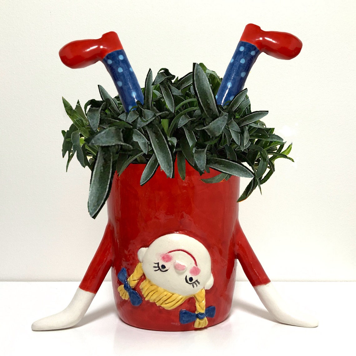 Maceta Maceta de cerámica Maceta de cerámica Funny Girl - Etsy España