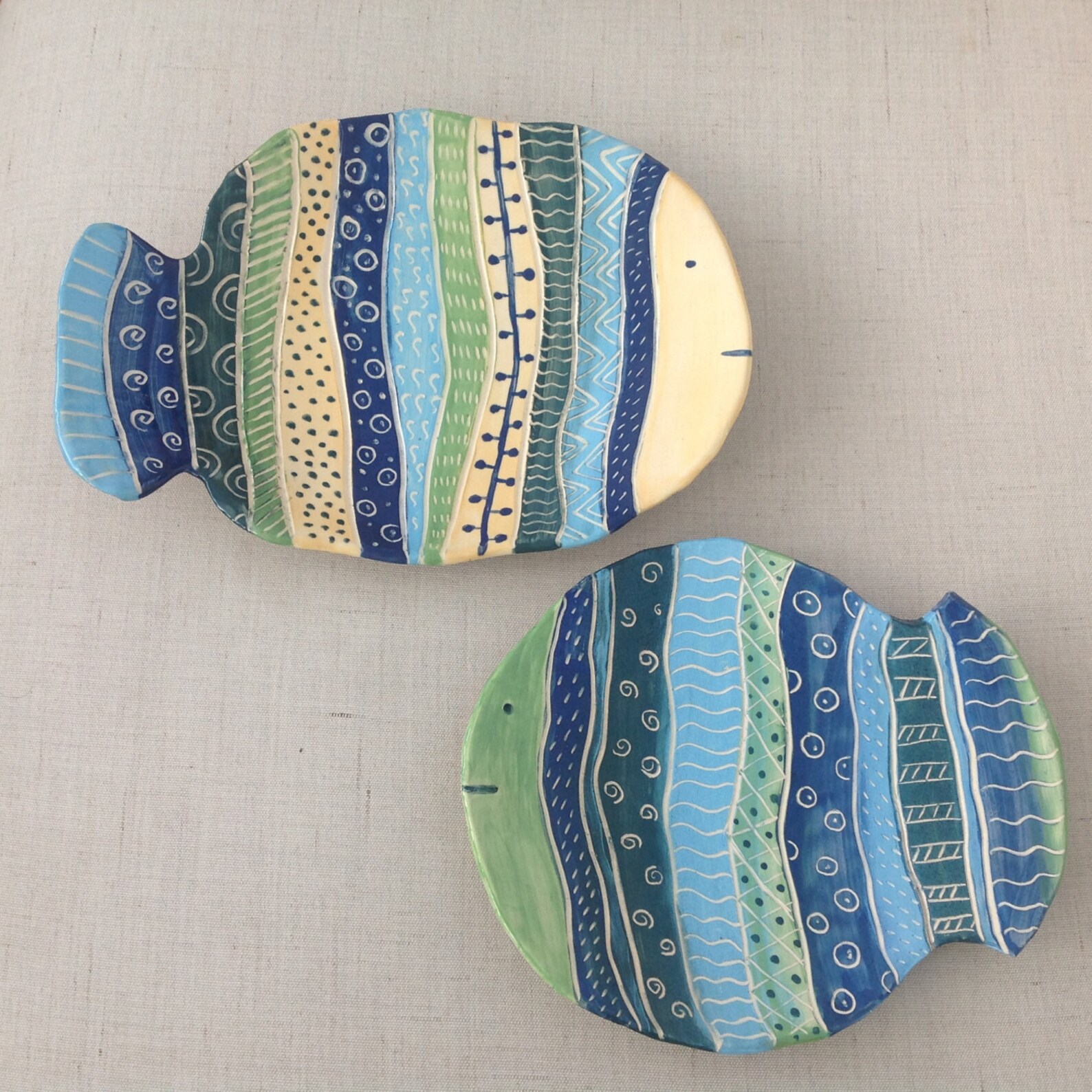 Ceramic Plate Decorative Plate Fish Wall Decor Blue - Etsy