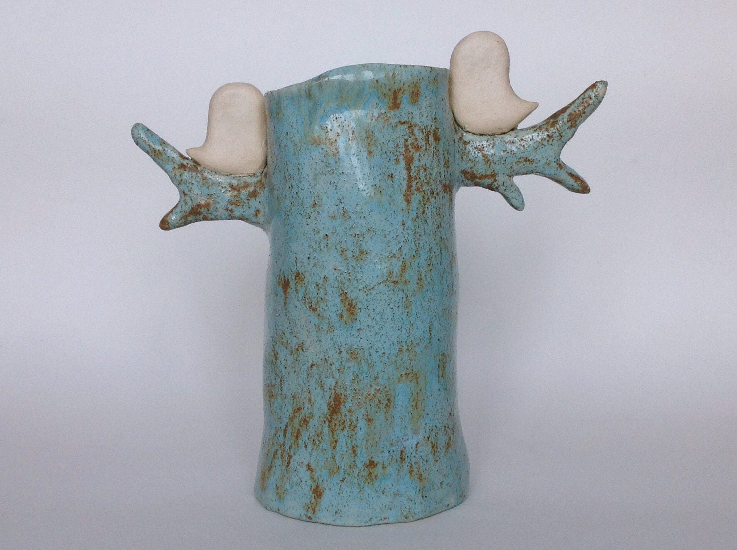 Ceramic vase / Owl/ Owl ceramic vase/Blue/Made to order | Etsy