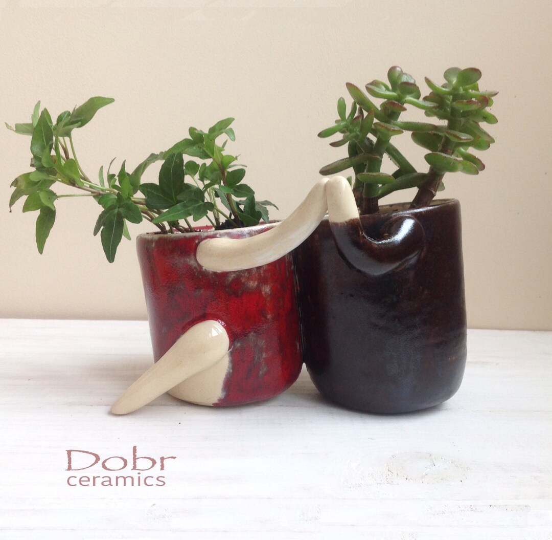 Dancing Pots, Ceramic Pots, Planter, Black, Red, Made to Order - Etsy