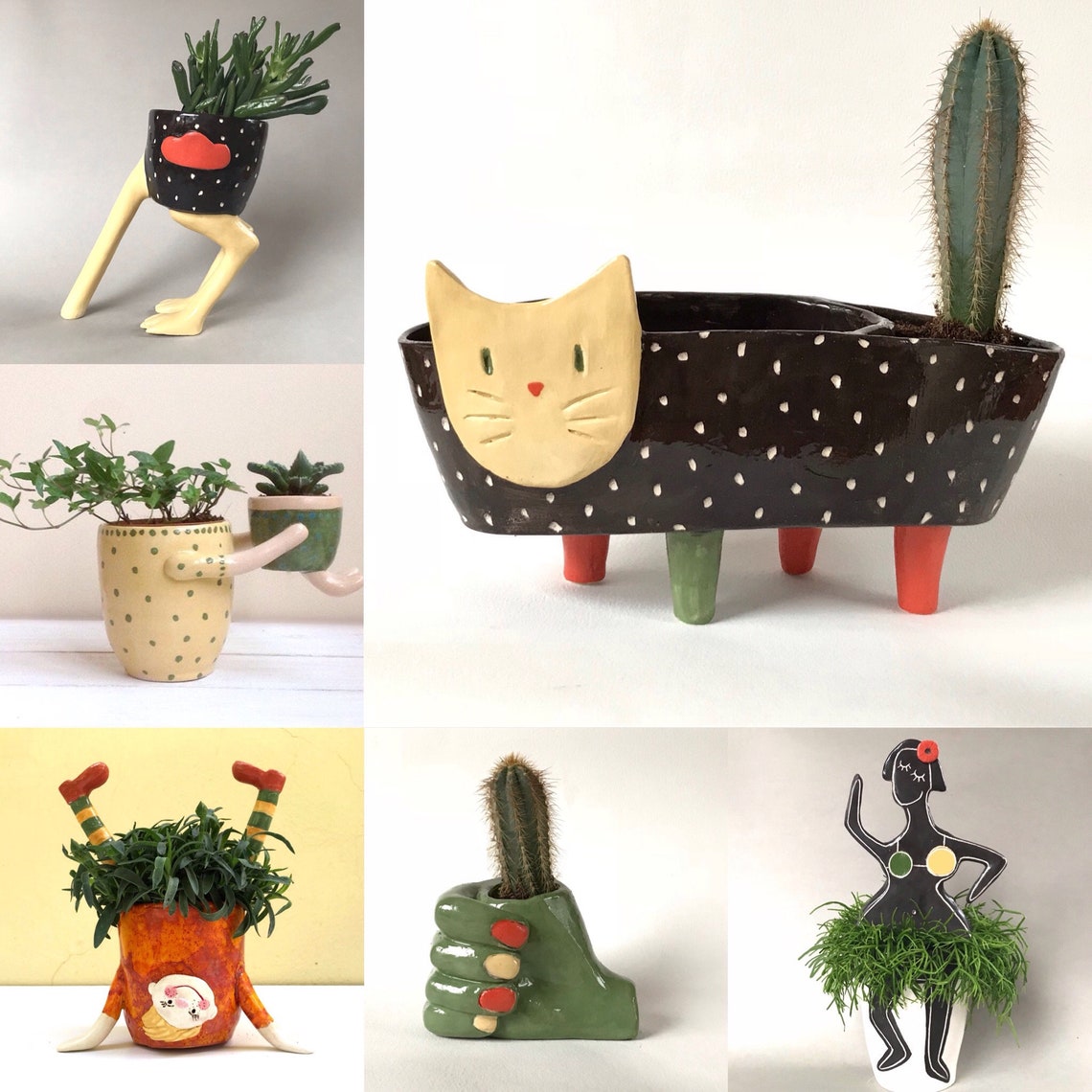 Maceta Maceta de cerámica Maceta de cerámica Funny Girl - Etsy España