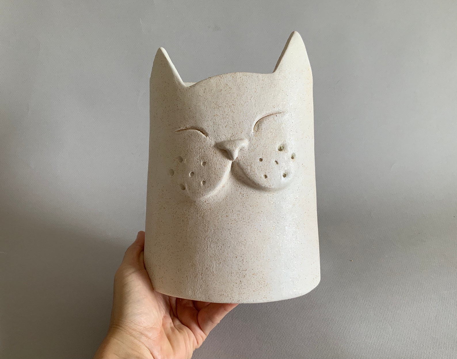 Happy Cat, Ceramics, Ceramic Vase, Cat, Pottery Vase, White, Happy Cat ...