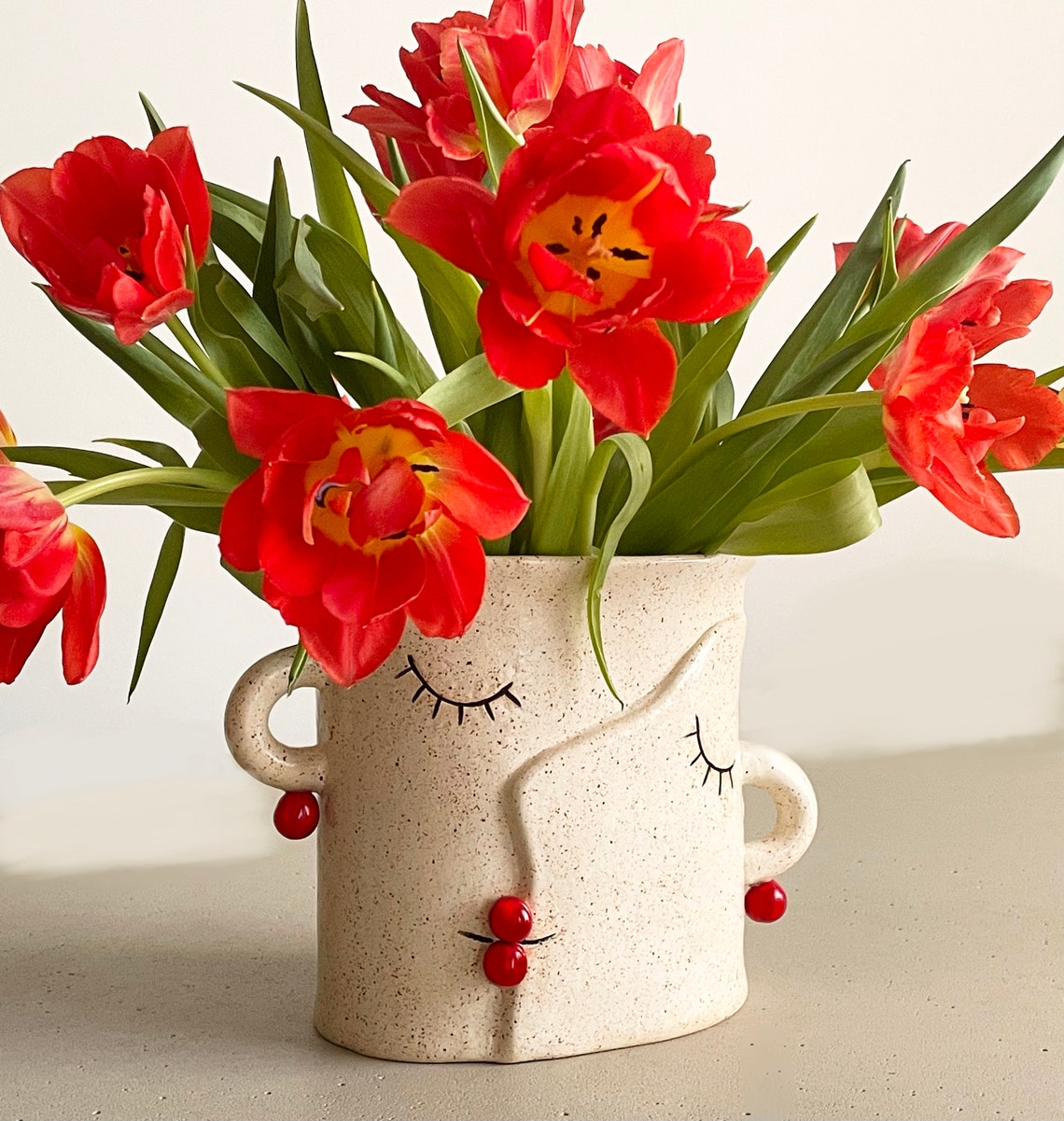 Ceramic Vase Decorative Vase Flowers Vase Cherry Red - Etsy