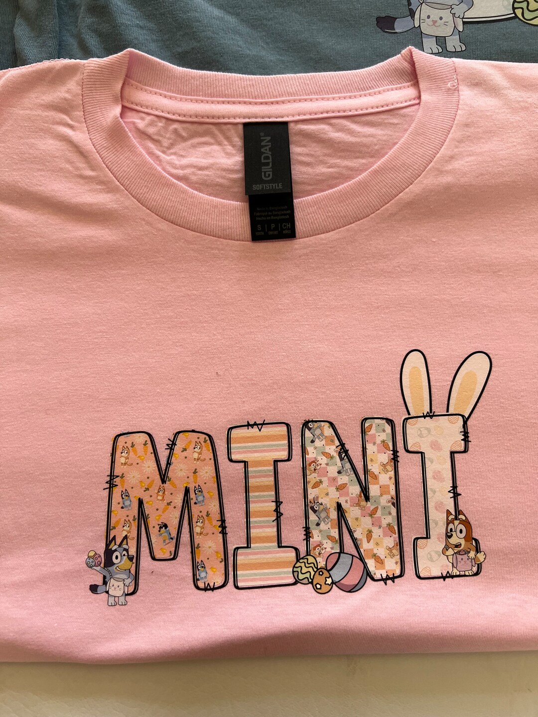 Bluey Easter Mini Tee Bingo Blue Dog Blue Heeler Easter Family Matching ...