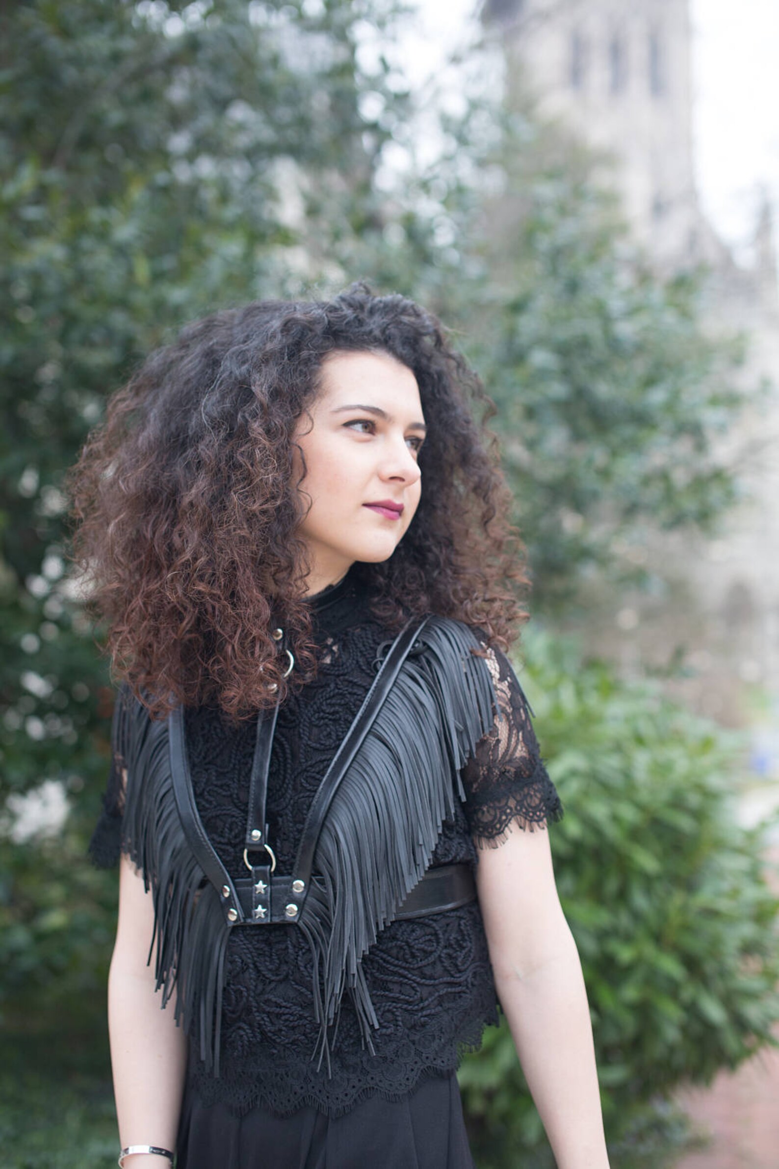 Fringe Harness Top . V-cut Woman Black Studded Fashion Harness - Etsy