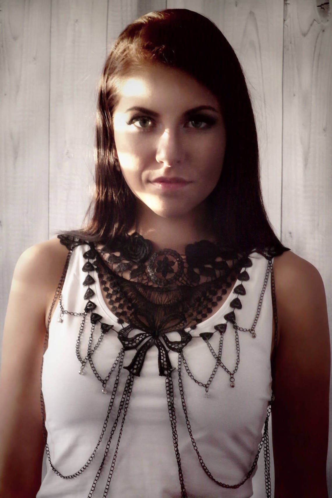 Lace Bow Collar Body Chain . Black Boho Tassel Body Jewelry . | Etsy