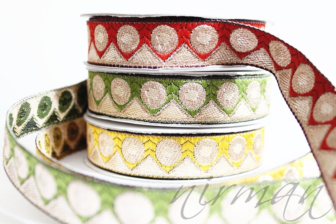 Yellow Jacquard Craft Lace Ribbon Sewing Trim Sari Border - Etsy