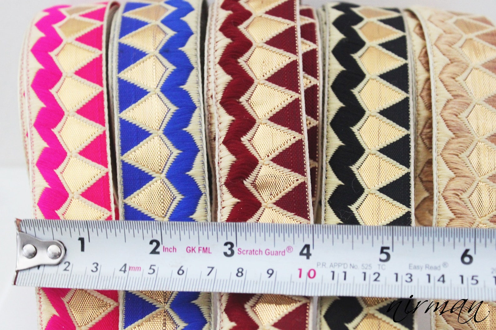 Diamond Jacquard Craft Lace, Ribbon Sewing Trim, Gold Thread Trim 1 1/4 ...