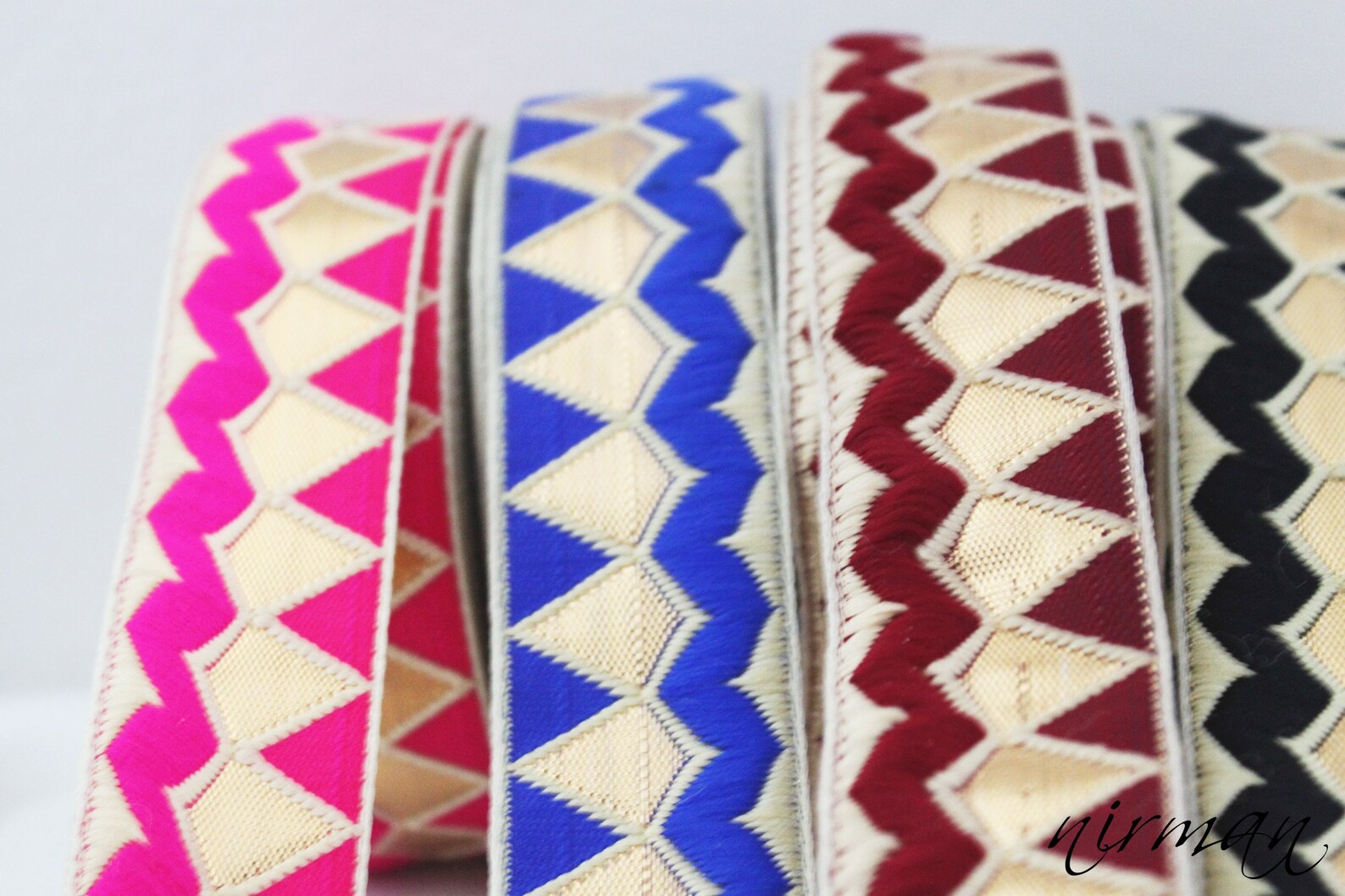 Diamond Jacquard Craft Lace, Ribbon Sewing Trim, Gold Thread Trim 1 1/4 ...