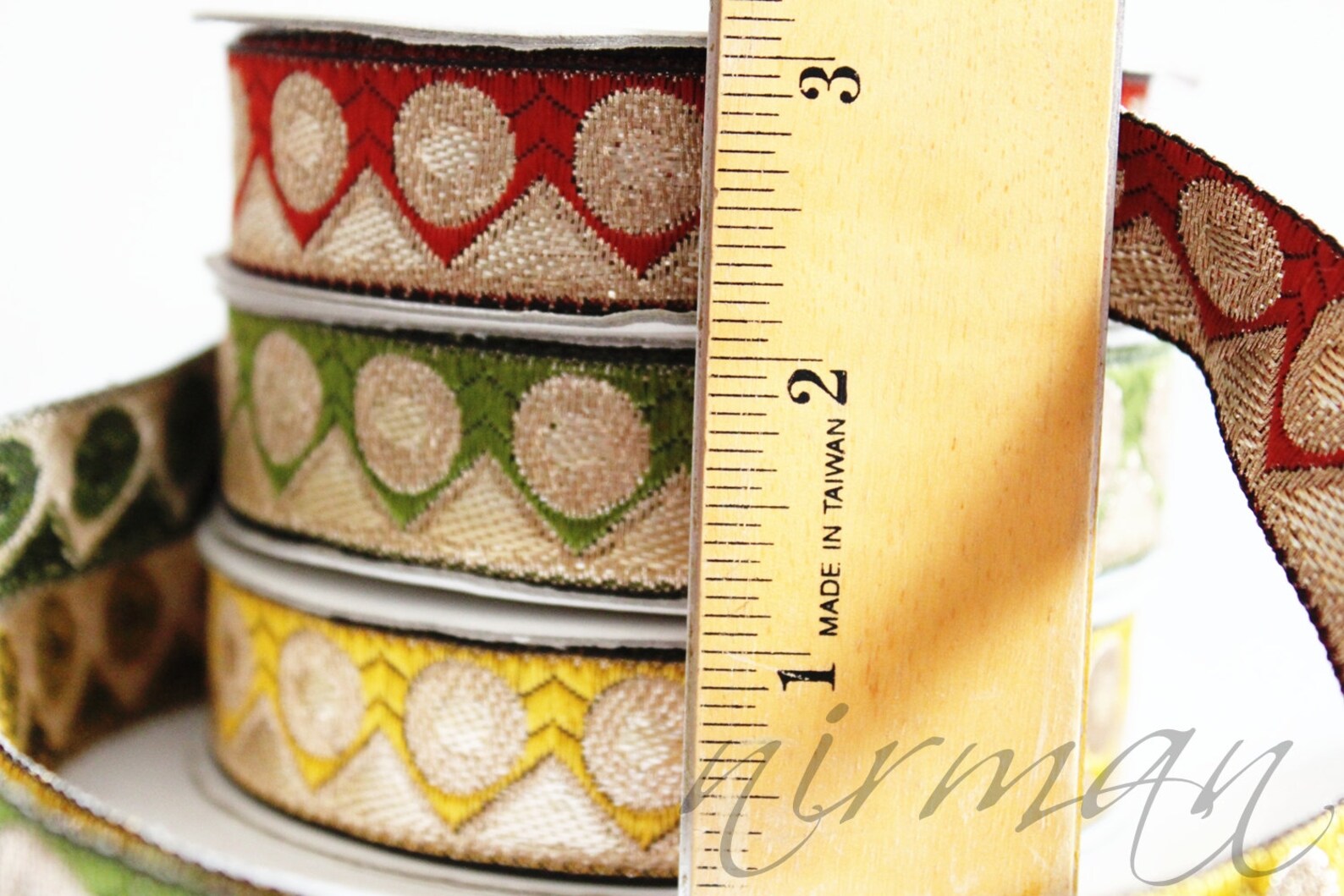 Yellow Jacquard Craft Lace, Ribbon Sewing Trim, Sari Border, Gold ...