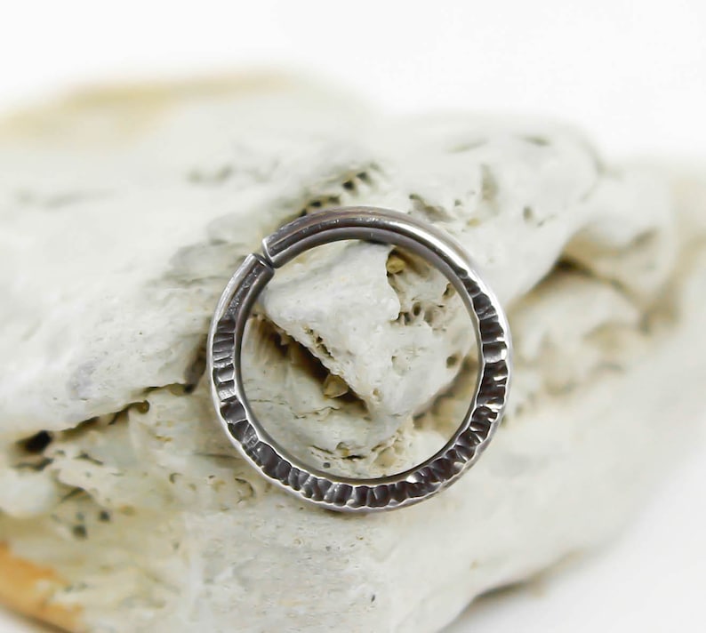 Navel Ring Hammered Sterling Silver 14 16181920 Gauge | Etsy
