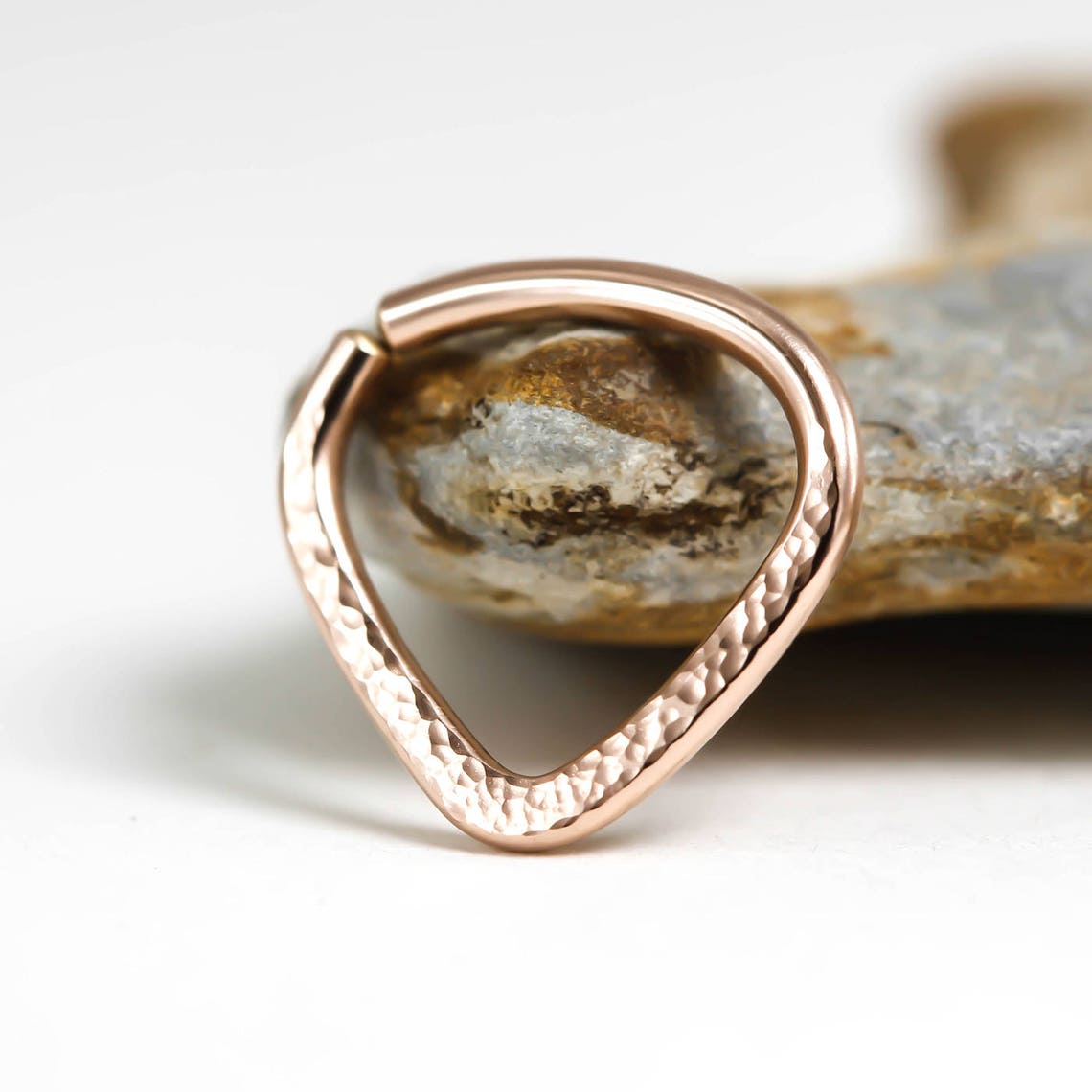 Septum ring Textured Triangle Septum Rose or Yellow Gold | Etsy