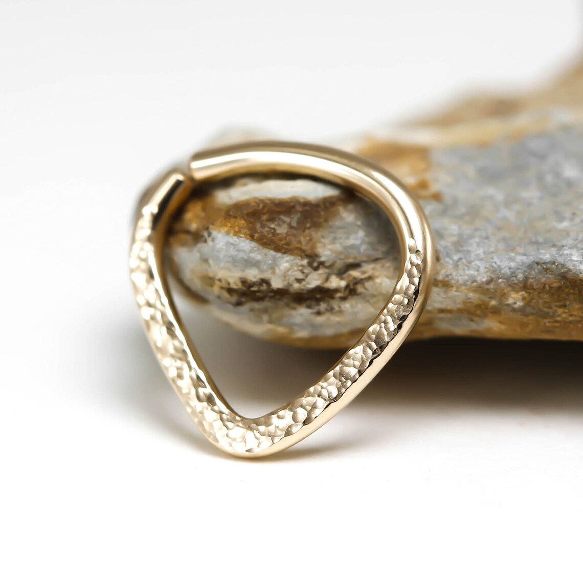 Septum ring Textured Triangle Septum Rose or Yellow Gold | Etsy