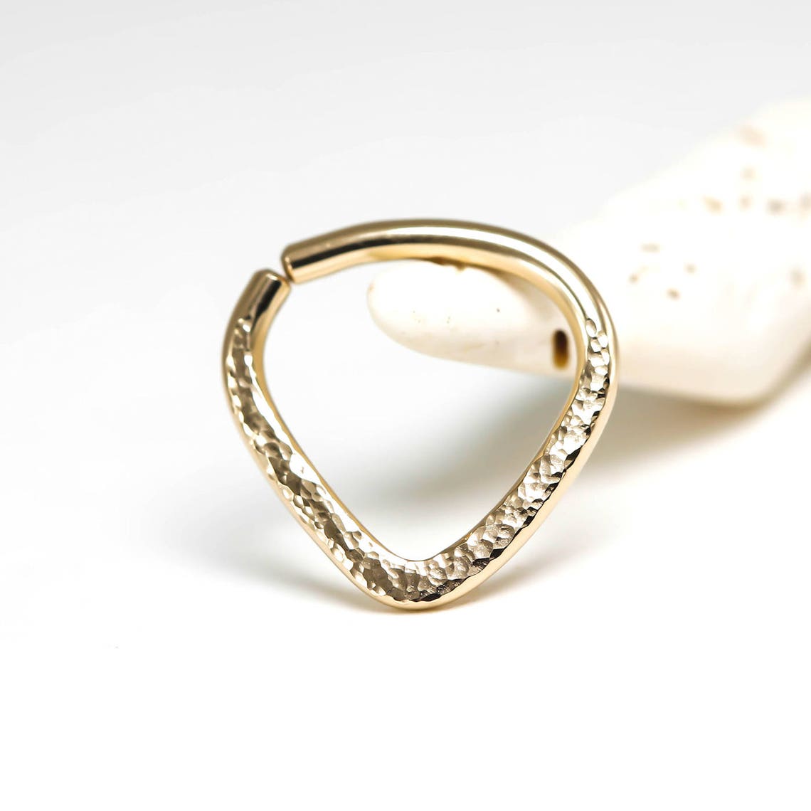 Septum Ring Textured Triangle Septum Rose or Yellow Gold - Etsy