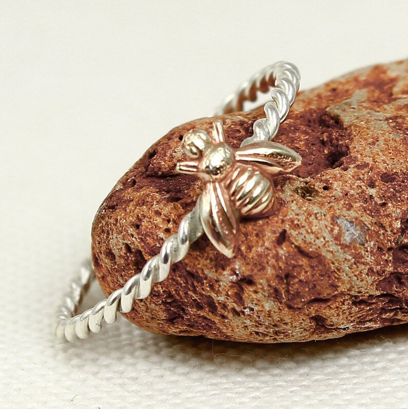 Bee Ring Sterling Silver Stacking Ring Solid Silver and - Etsy