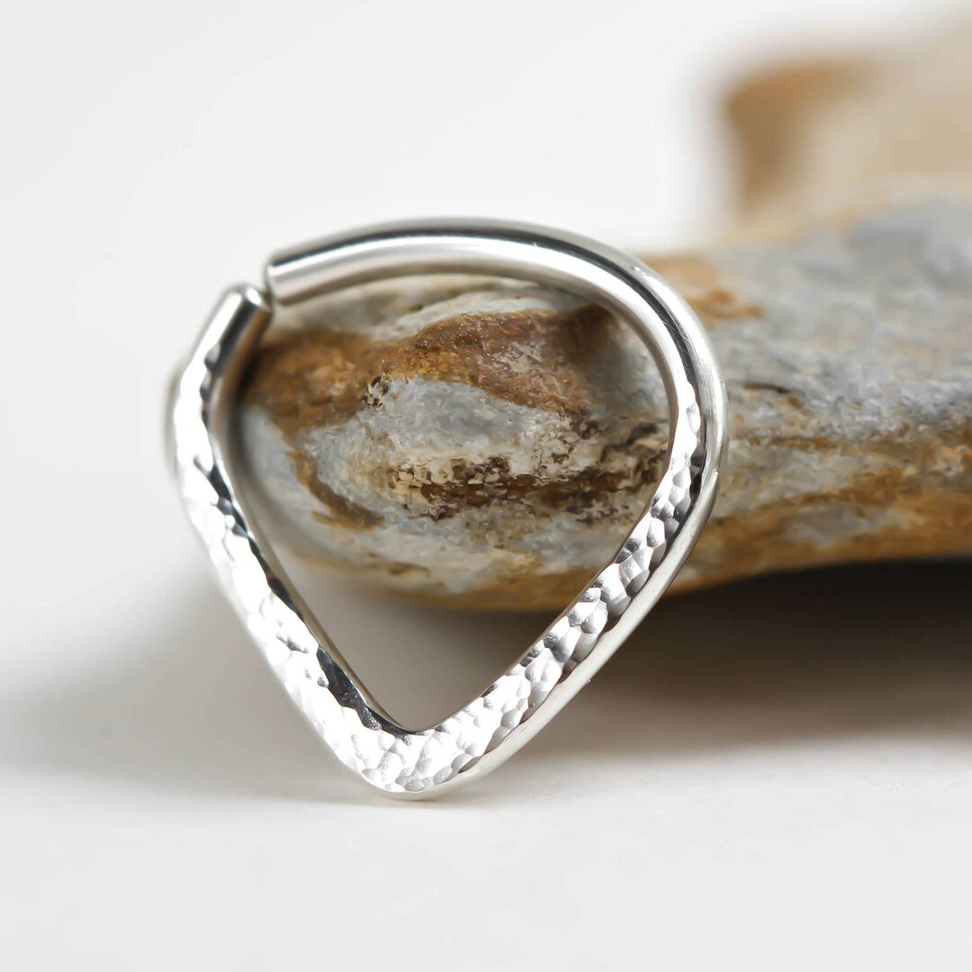 Septum Ring, Textured Triangle Septum, Rose or Yellow Gold, Silver, 14 ...
