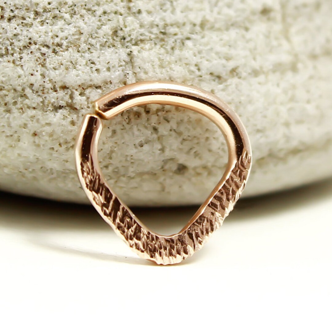 Navel Ring, Septum, Piercing Hoop, Triangle, Dragon Scale Hammered ...