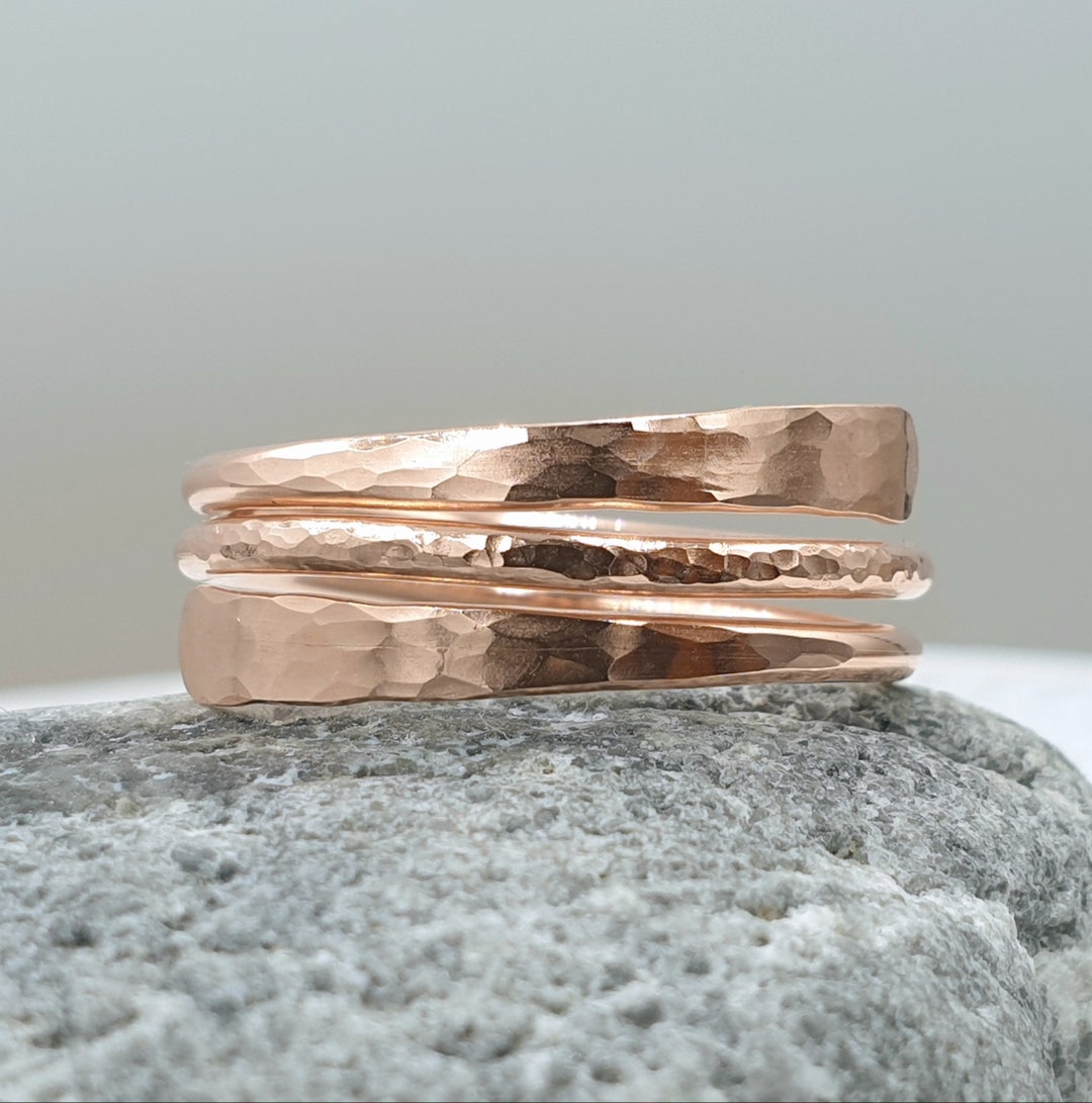 Pure Copper Wrap Ring, Solid Raw Copper Bypass Ring, Hammered Copper ...