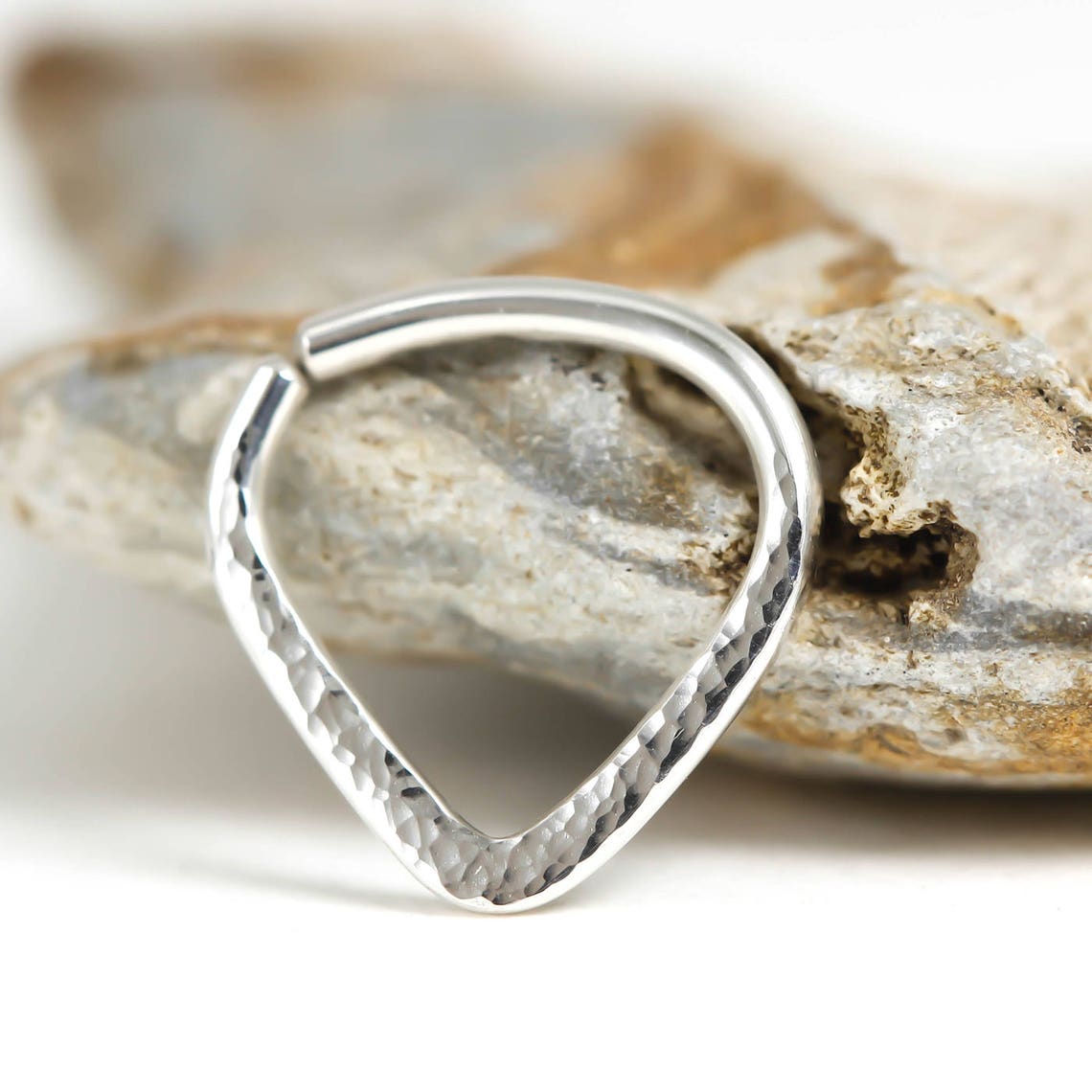 Septum Ring Textured Triangle Septum Rose or Yellow Gold - Etsy