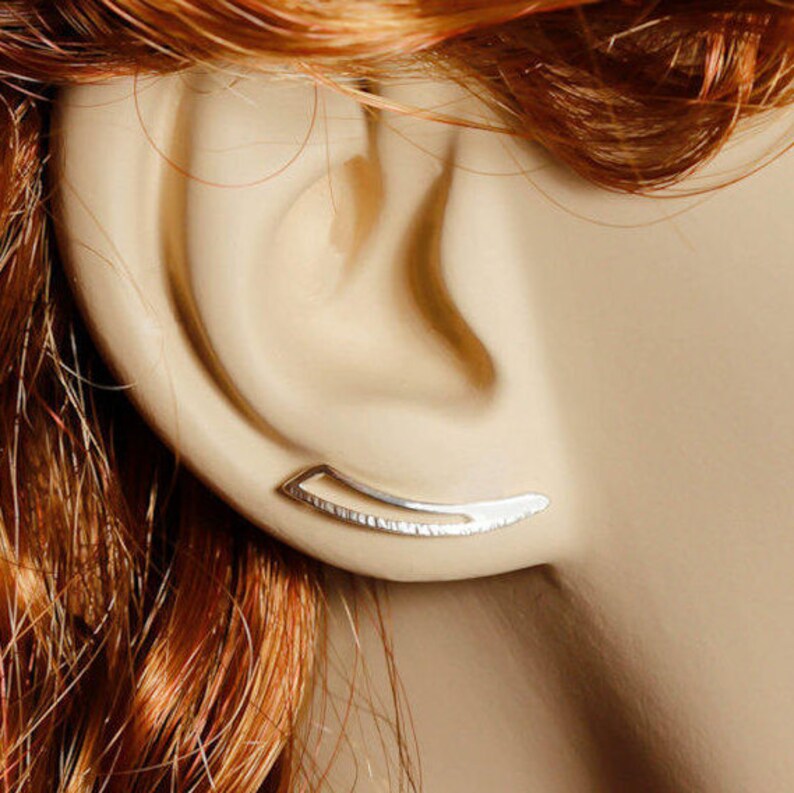 Ear Climbers Ear Cuffs Ear Crawlers Pair Hammered Solid | Etsy
