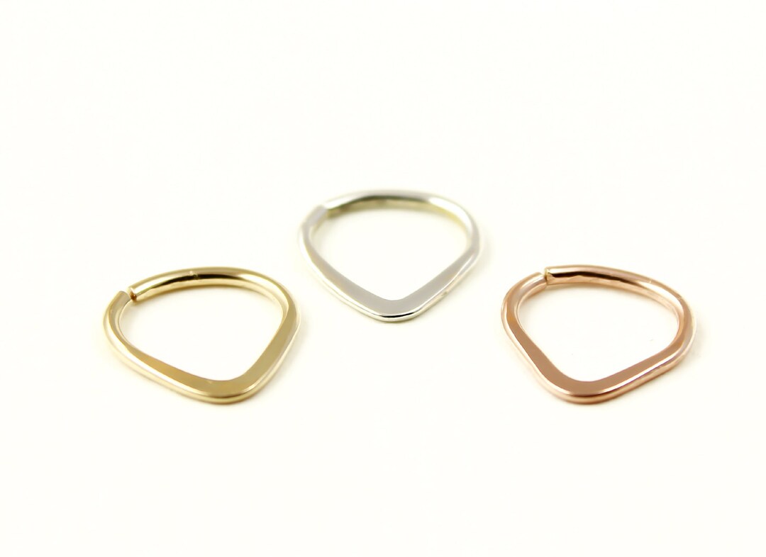 Septum Ring, Triangle Septum, Smooth Hammered,triangle Nose Ring,silver ...