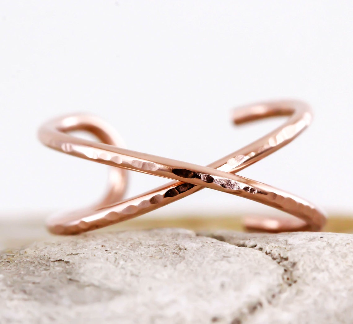 Cross Ear Cuff, Hammered, Textured, 14k Rose or Yellow Gold Filled ...