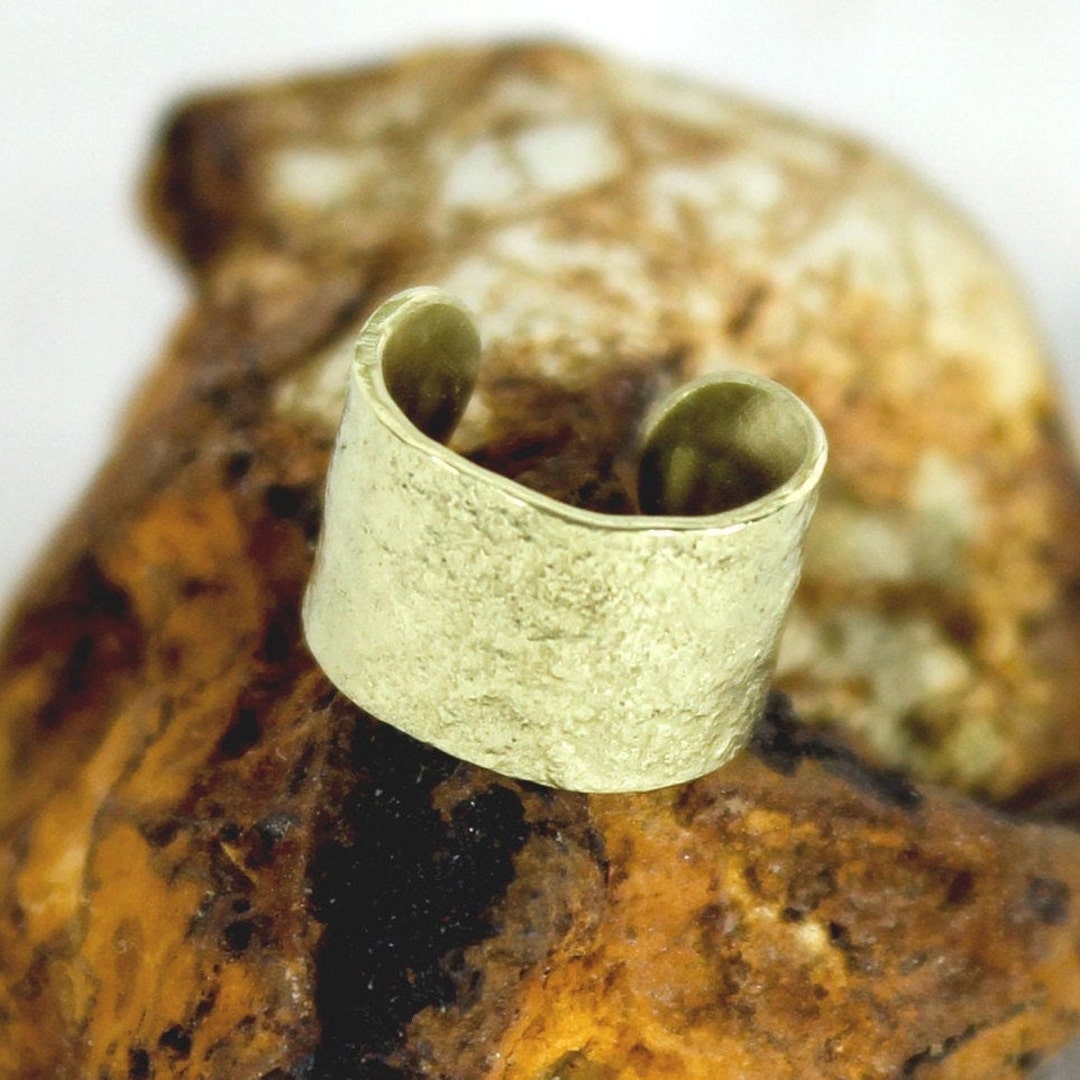Ear Cuff, Wide or Thin, Hammered Solid Brass, Textured Brass, Hand ...
