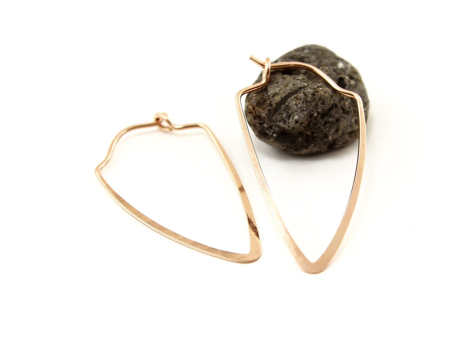 Triangle Hoop Earrings, Gold Hoop Earrings, Silver Hoops, Hammered Hoop ...