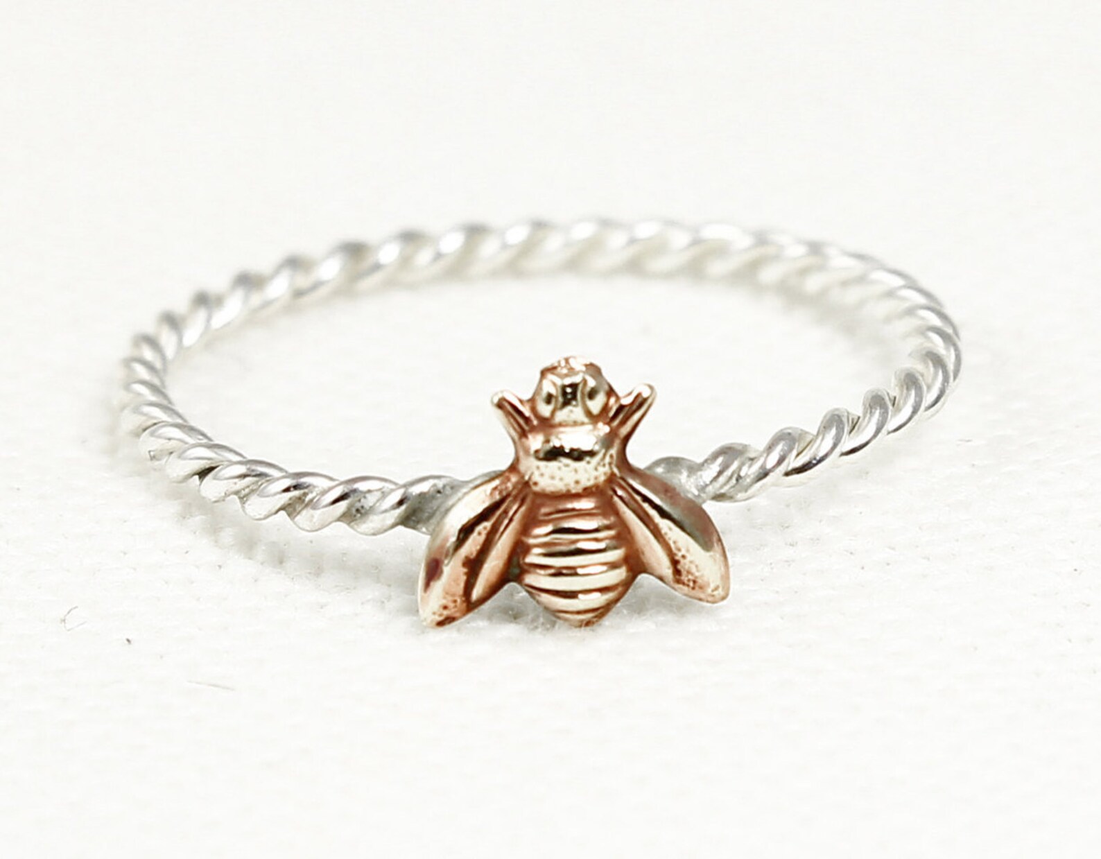 Bee Ring, Sterling Silver, Stacking Ring, Solid Silver and Brass ...