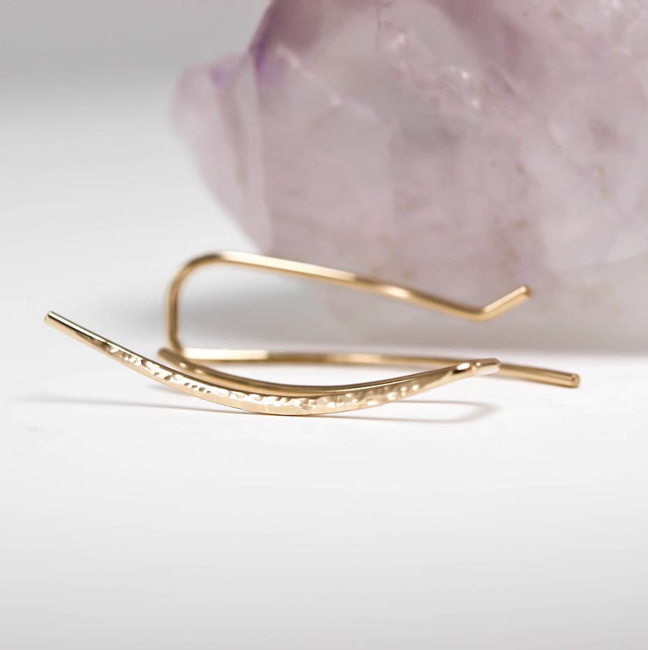 Ear Climber Ear Cuff Ear Crawler Hammered Sterling Silver | Etsy Australia