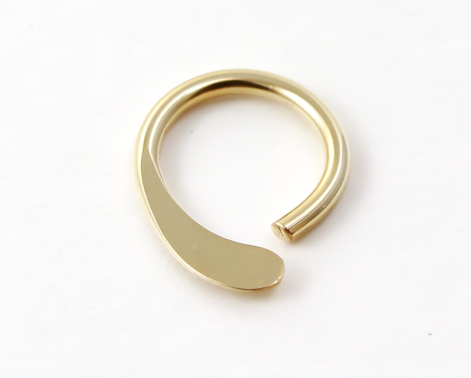 Septum Ring, Asymmetrical, Septum Piercing, Smooth Hammered, Nose Ring ...