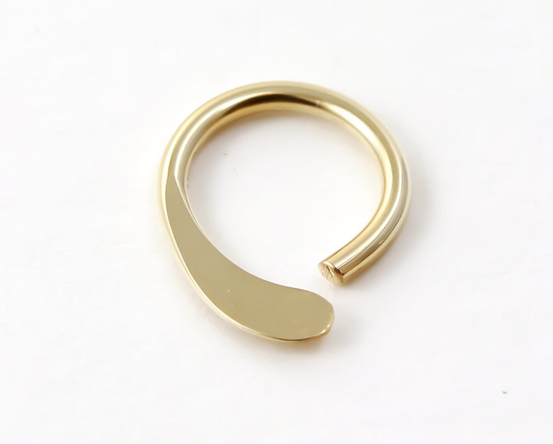 Septum Ring, Asymmetrical, Septum Piercing, Smooth Hammered, Nose Ring ...