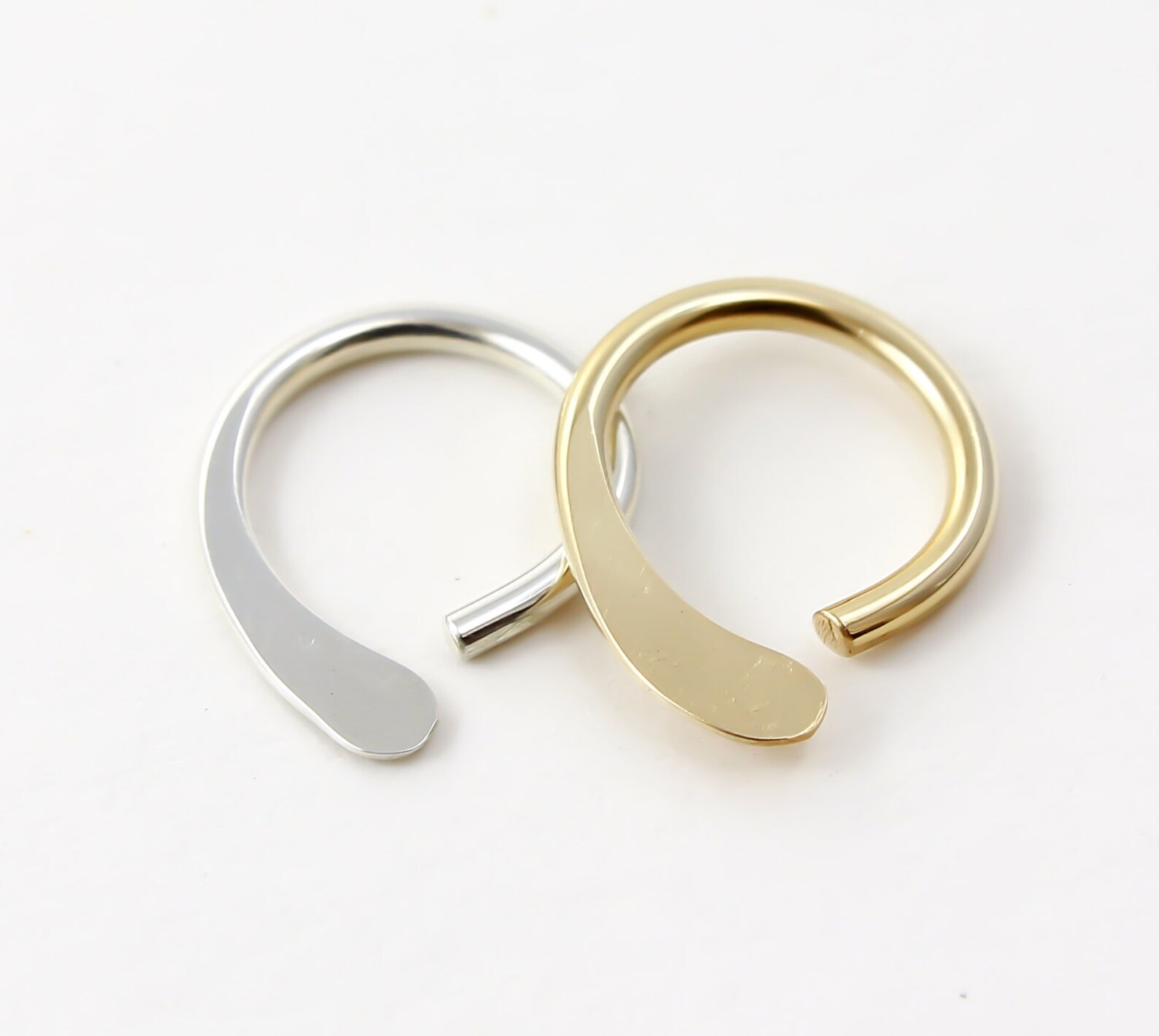 Septum Ring, Asymmetrical, Septum Piercing, Smooth Hammered, Nose Ring ...