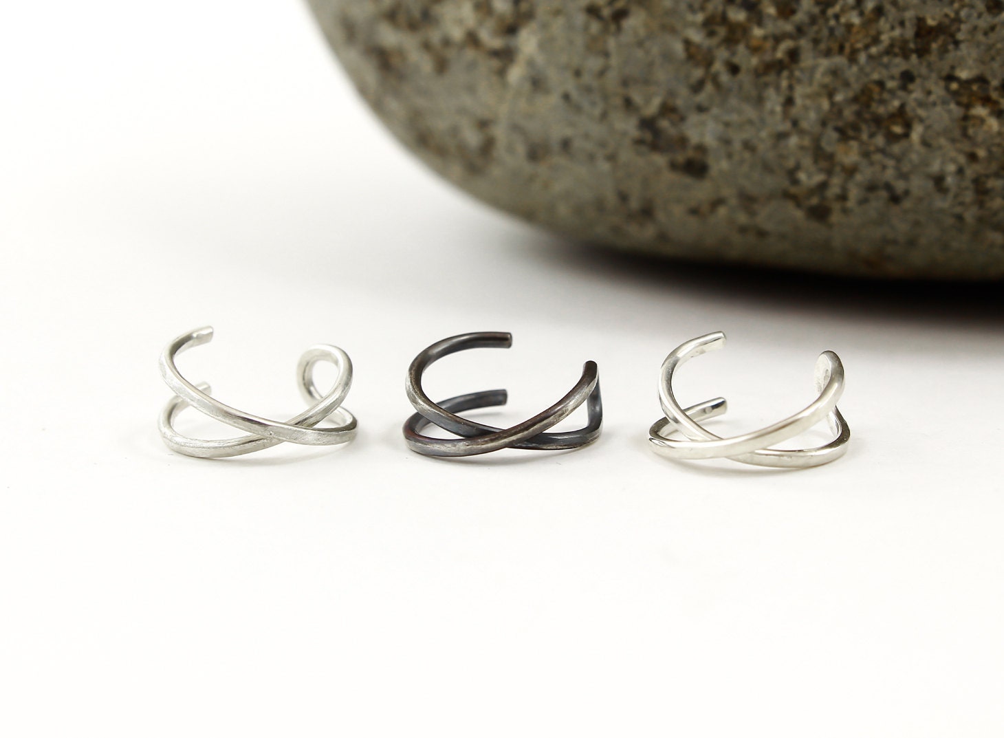 Cross Ear Cuff, X Ear Cuff, Hammered, Brushed, Oxidised, or Polished ...