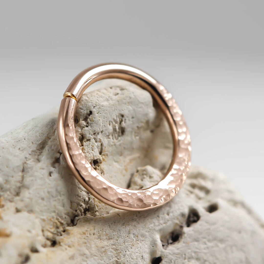 Navel Ring, Hammered Gold Navel Ring, Textured Navel Ring, 14k Rose or ...