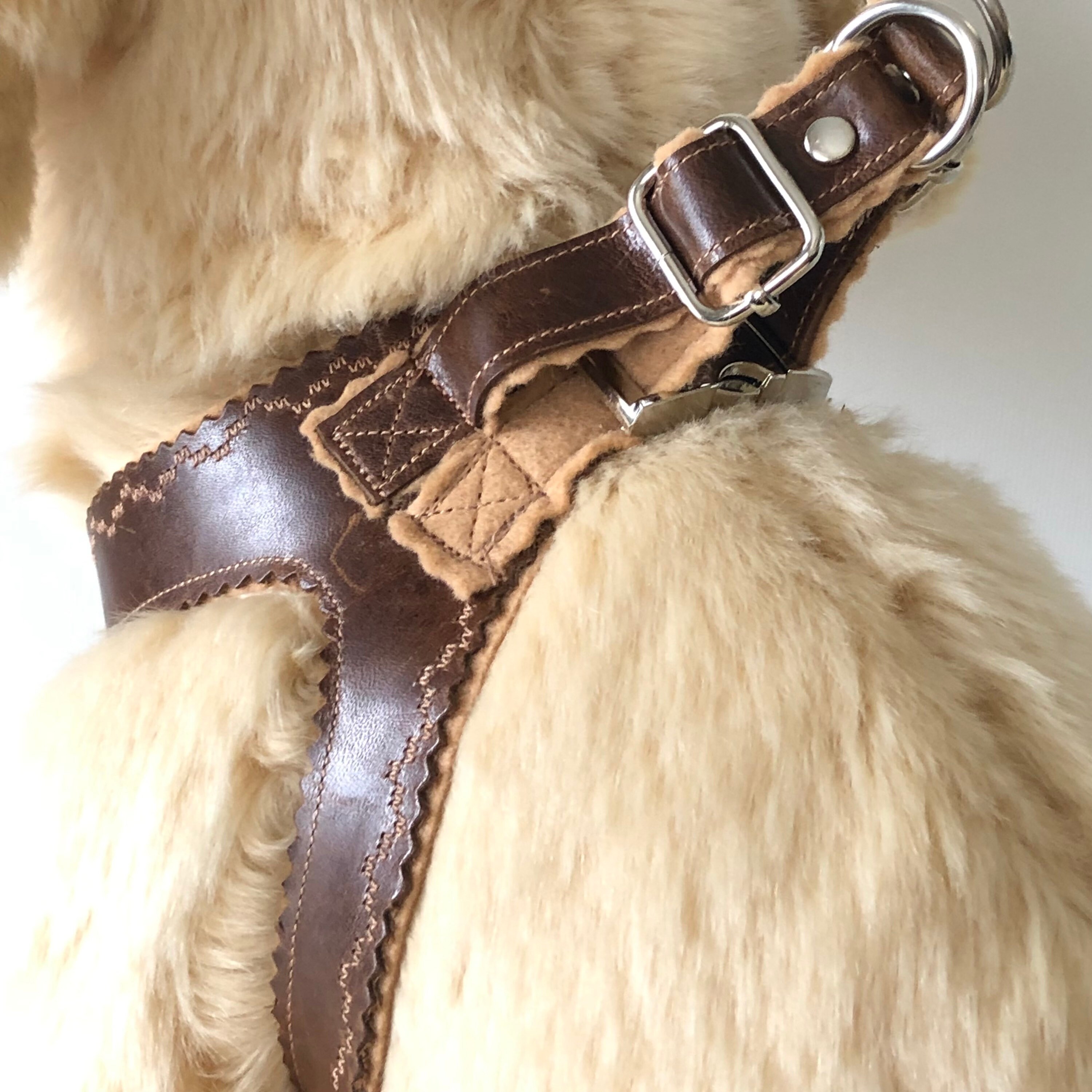 Embroidered Dog Harness Brown Soft Leather Custom Step in - Etsy
