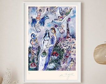 MARC CHAGALL 'lovers' Original Lithograph Signed Print COA 'les ...
