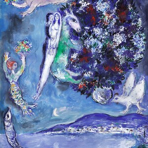 MARC CHAGALL 'lovers' - Original Lithograph- Signed Print (COA) 'les ...