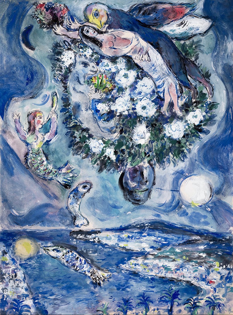 MARC CHAGALL 'lovers' Original Lithograph Signed | Etsy